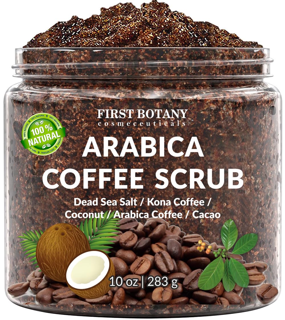 100% Natural Arabica Coffee Scrub with Organic Coffee & Shea Butter - Best body scrub 10 oz