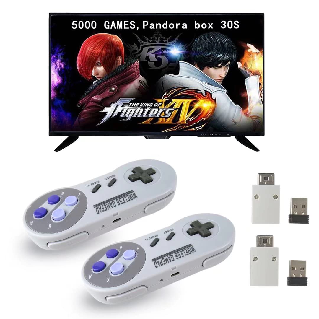 2 Packs Wireless Controller 2.4GHz for SNES/NES Classic Mini Edition, Plug & Play Retro Gamepad with USB Receiver Joystick Rechargeable Super-NES Game Controllers for PC/Windows/iOS/ Android