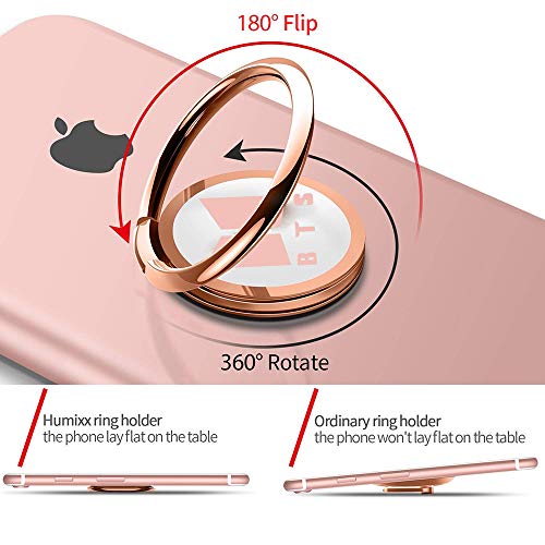 2 Pack Phone Ring Holder Finger Kickstand Universal 360° Rotation Metal Ring Grip for Magnetic Car Mount Compatible with All Smartphone(Grey&Rose)