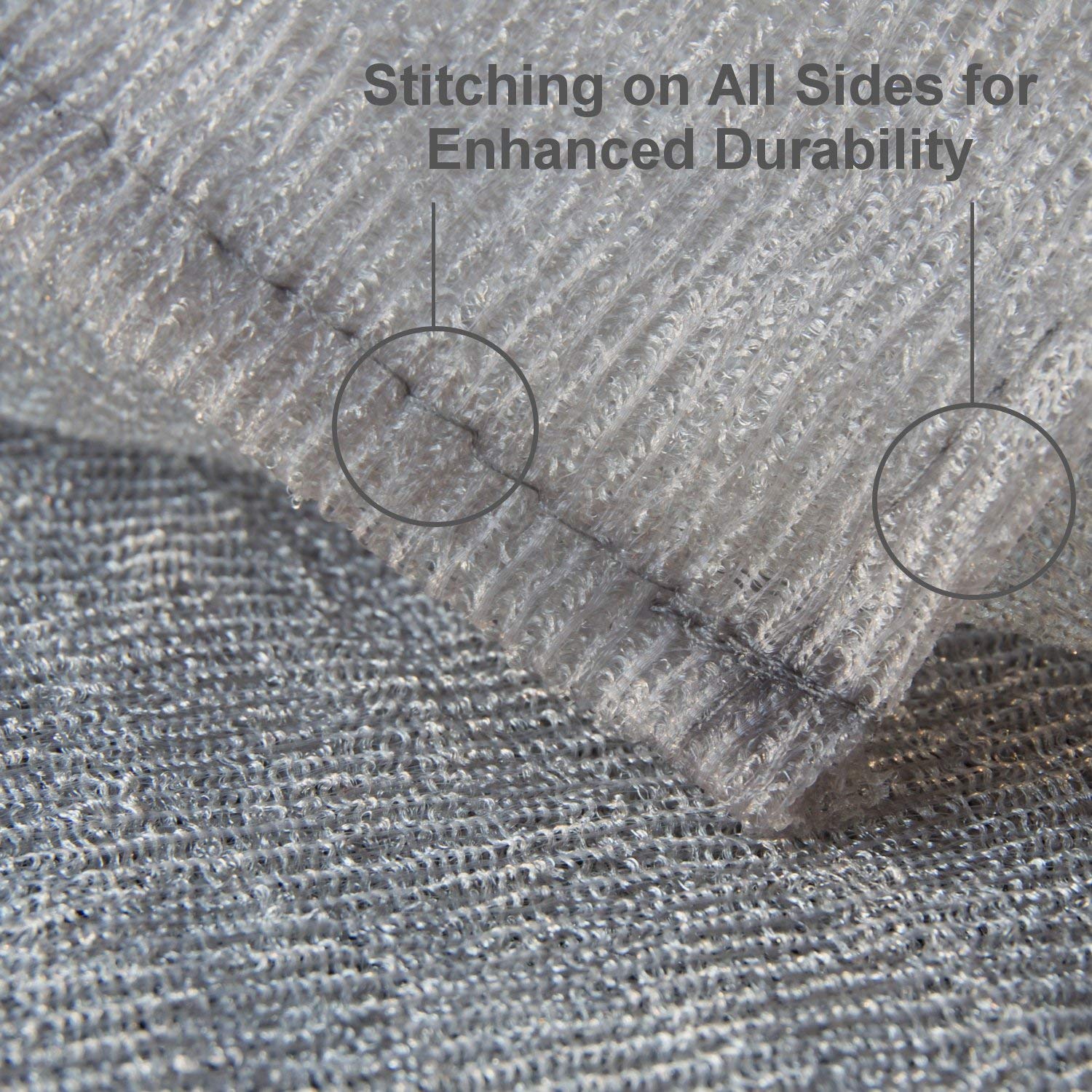 Mayberry Health and Home Extra Long (36 Inches) Exfoliating Bath Cloth (2 Pack) Gray Nylon Bath Towel, Stitching on All Sides for Added Durability