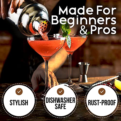24oz Cocktail Shaker Set with Bar Accessories for Home Bar Shaker Set - Martini Shaker, Jigger, Drink Shaker Mixer Spoon - Alcohol Shaker Bartender Gift - Bartending Kit Essential for Home - Cresimo