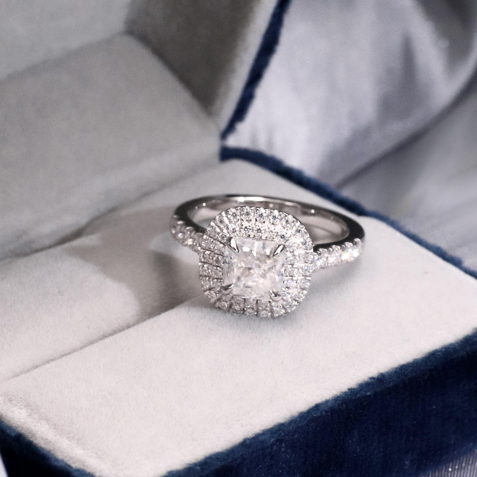 1.6Ct Moissanite Engagement Ring, 18K Real Gold Plated, Moissanite