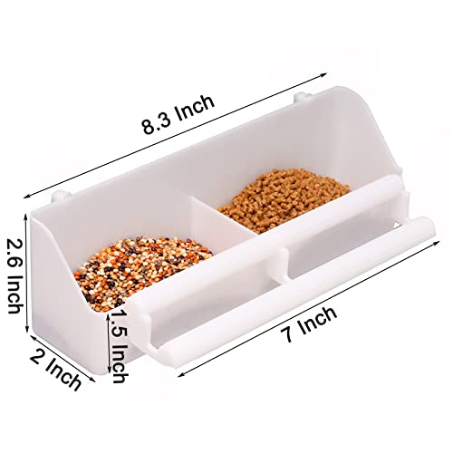 2X Small Bird Feeder Double Dish Pet Bird Water Feeder Cup with Standing Frame Plastic Seed Food Feeder for Parrotlet Sugar Glider Finches Cockatiels Parakeets Cage Feeder