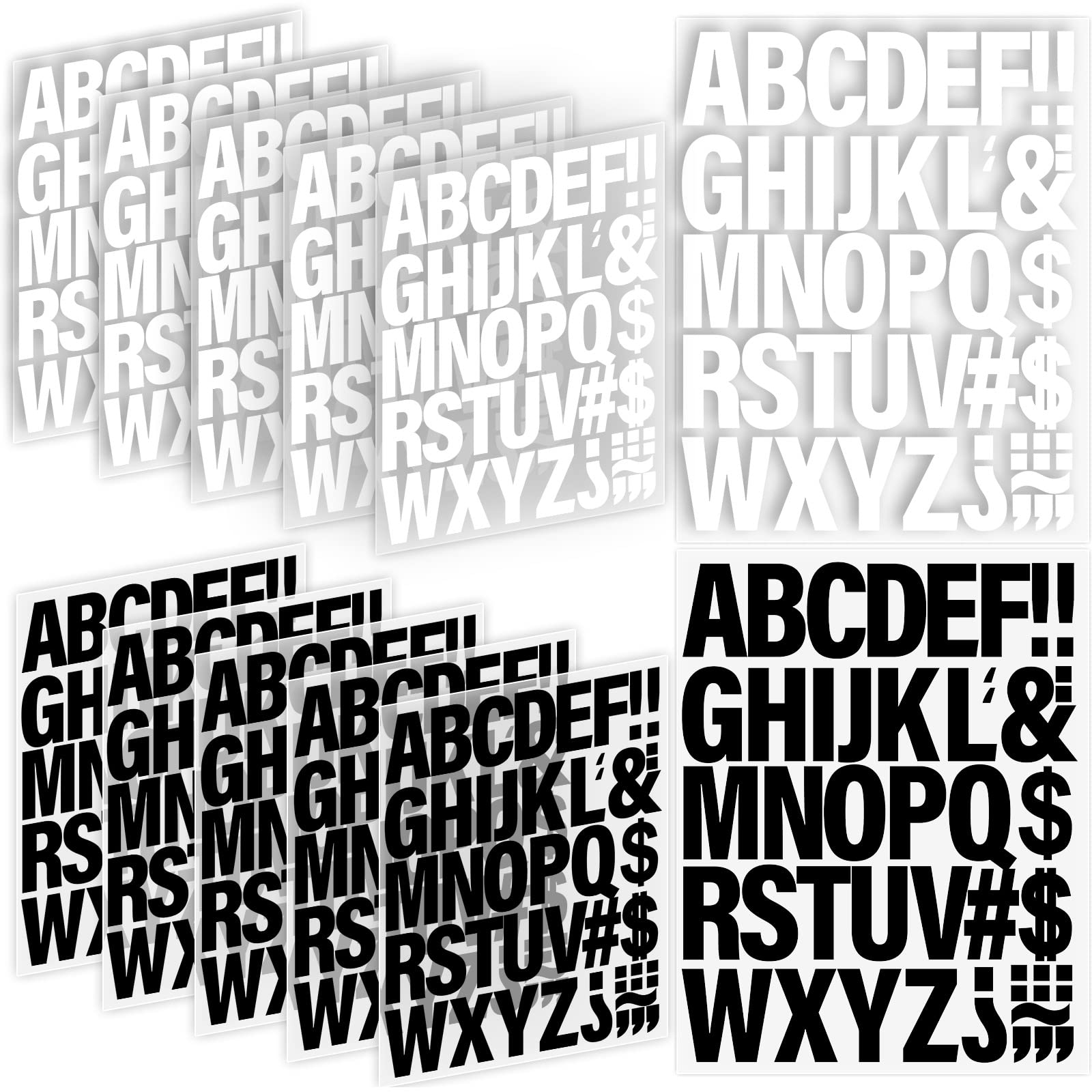10 Sheets 440 Pieces Iron on Letters, 2 Inch Iron on Vinyl Letters, Heat Transfer Letters with A-Z PU Alphabets Sticker for Fabric, Clothing T-Shirt Printing DIY Craft