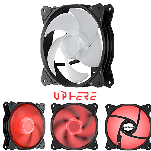 upHere Long Life 120mm 3-Pin High Airflow Quiet Edition Red LED Case Fan for PC Cases, CPU Coolers, and Radiators 3-Pack,PF120RD3-3