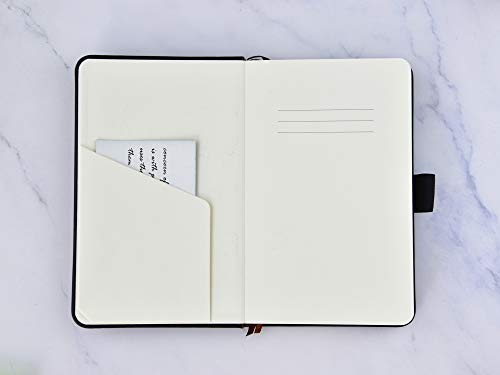 2-Pack Pocket Notebook Pocket Size 3.5" x 5.5" Hardcover Bound Journal Blank Paper Mini Notepad with Pen Holder Inner Pocket Black Leather Bound for Journal Sketchbook Composition Notebook