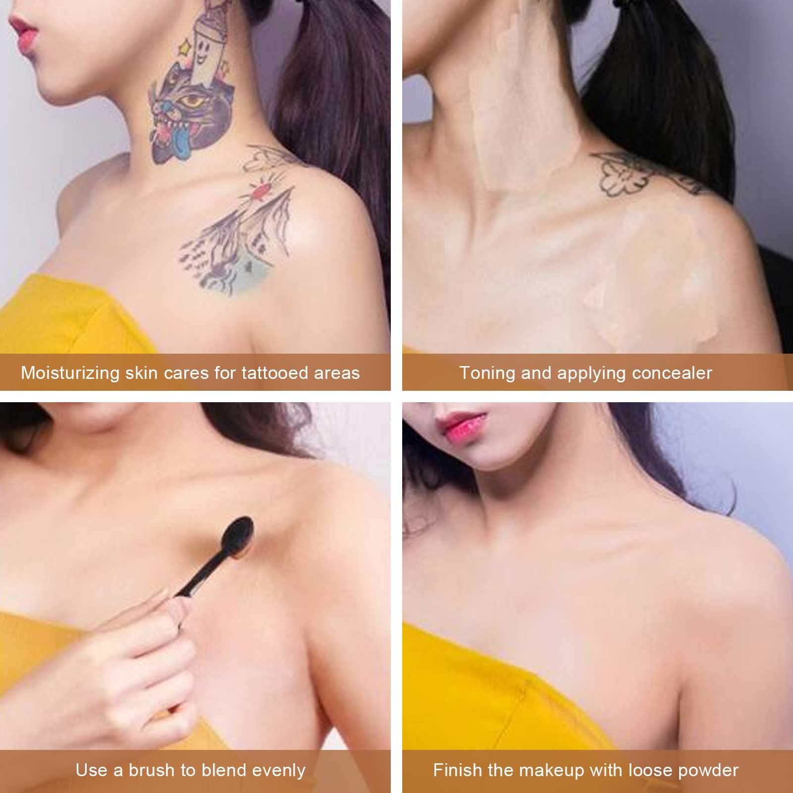 Tattoo Concealer, 2pcs Makeup Body Birthmark Scar Spots Cover Cream Water Proof Two Colors Cover Up Concealer Set Use on Body for Men and Women