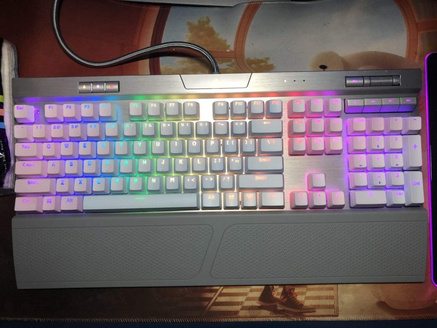 104 Keys PBT Double Shot Backlit Keycaps Translucent Keyset OEM Profile for Corsair Gaming Mechanical Keyboard K95 Platinum K70 MK.2 K65 K66 K68 RGB Strafe (Blue Pink Gradient)