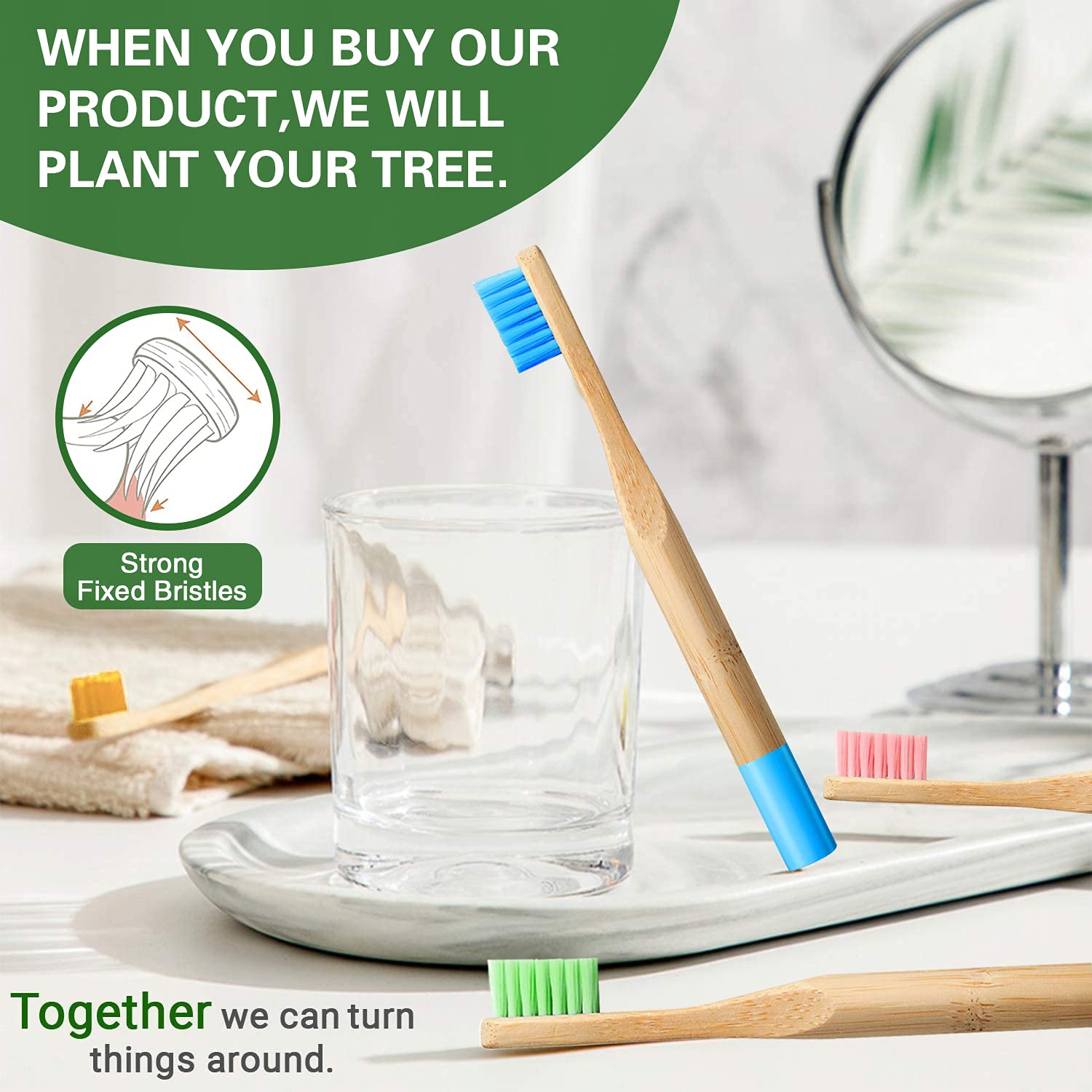 DYKL 10Pack Adult Kids Bamboo Toothbrushes/BPA Free Soft Bristles Toothbrushes | Natural Eco Friendly Biodegradable Charcoal Wood Tooth Brushes, Compostable 100% Organic Charcoal Wooden toothbrushes.