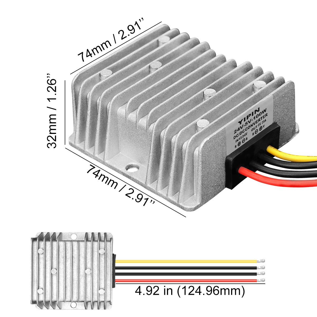 DC Voltage Regulator Buck Converter DC 12V 24V Step-Down to 5V 20A 100W Reducer stabilized Power Supply Converter Waterproof Module Transformer