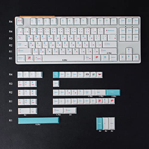 135 Keys Japanese Sushi Keycaps Cherry Profile Dye-Sub PBT Keycap Compatible with GH60 / GK64 / GK61 / 68/87/104 for Mechanical Gaming Keyboard Gateron Kailh Cherry MX Switches