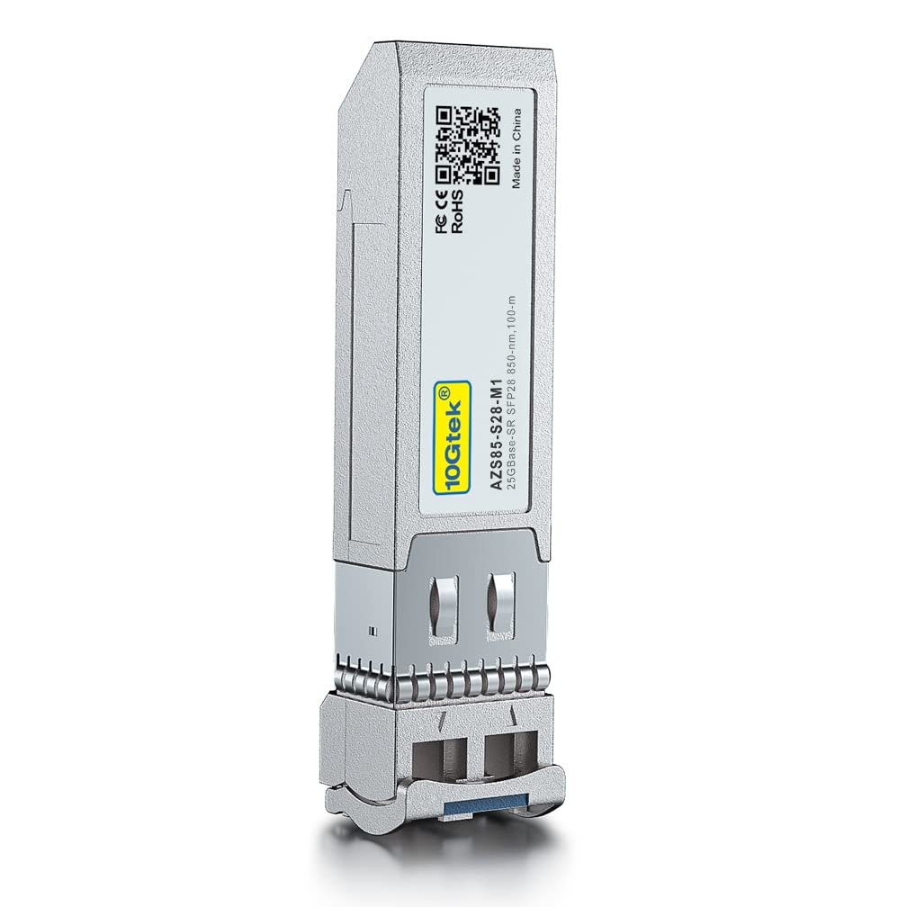 10Gtek 25G SFP28 SFP+ SR Transceiver, 25GBase-SR Duplex LC MMF Optical Module for Cisco SFP-25G-SR-S, 850nm, DDM, up to 100m