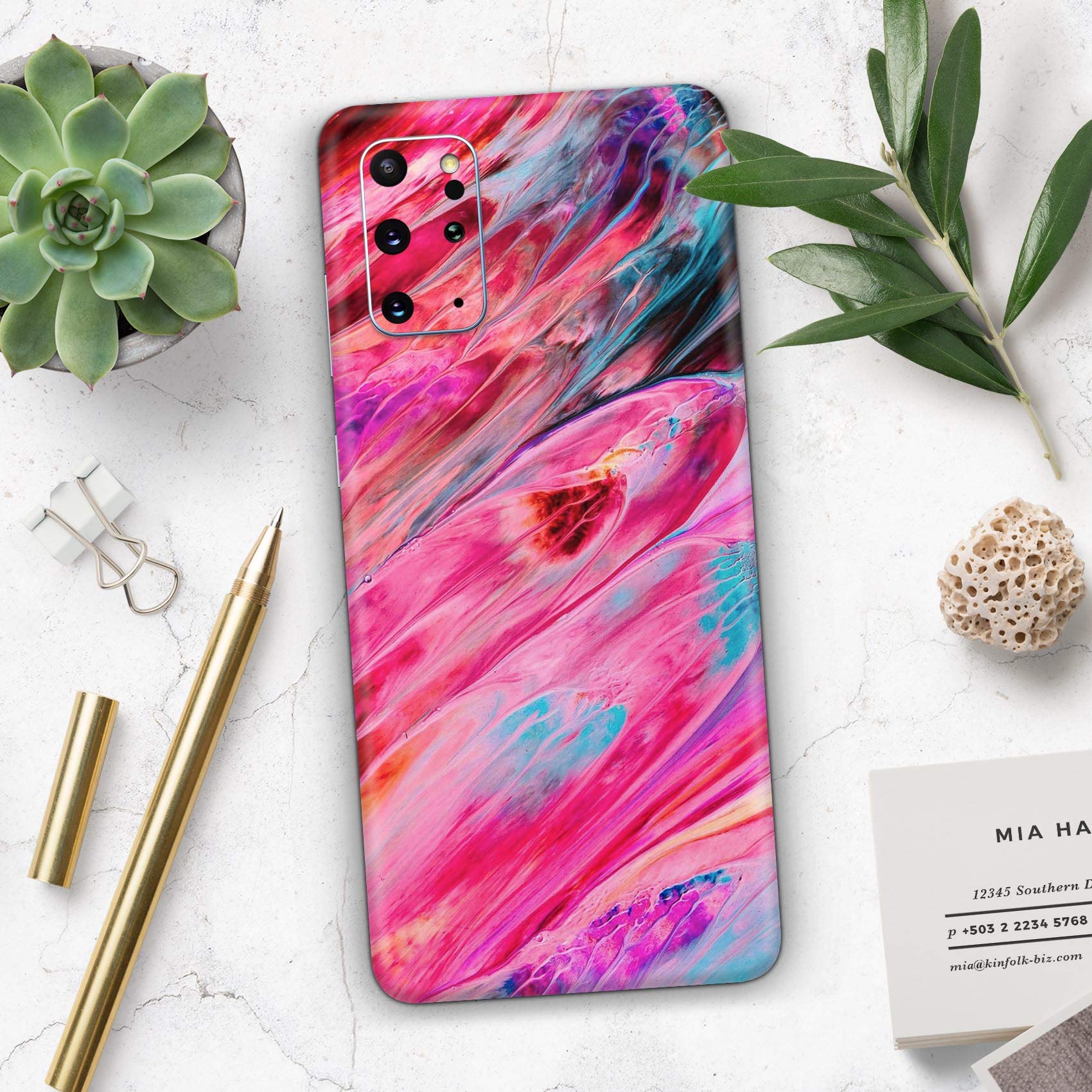 DesignSkinz Liquid Abstract Paint V67 Protective Vinyl Decal Wrap Skin Cover Compatible with The Samsung Galaxy S20 (Screen Trim & Back Glass Skin)
