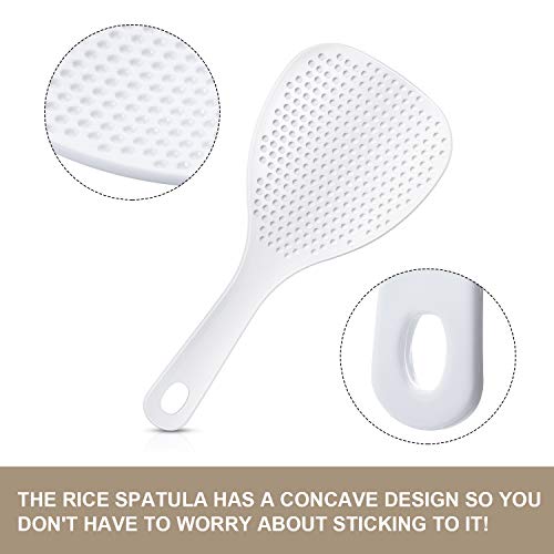 6 Pieces rice spoon paddle plastic Non Stick white Japanese rice cooking scoop Spatula,7.5 Inches