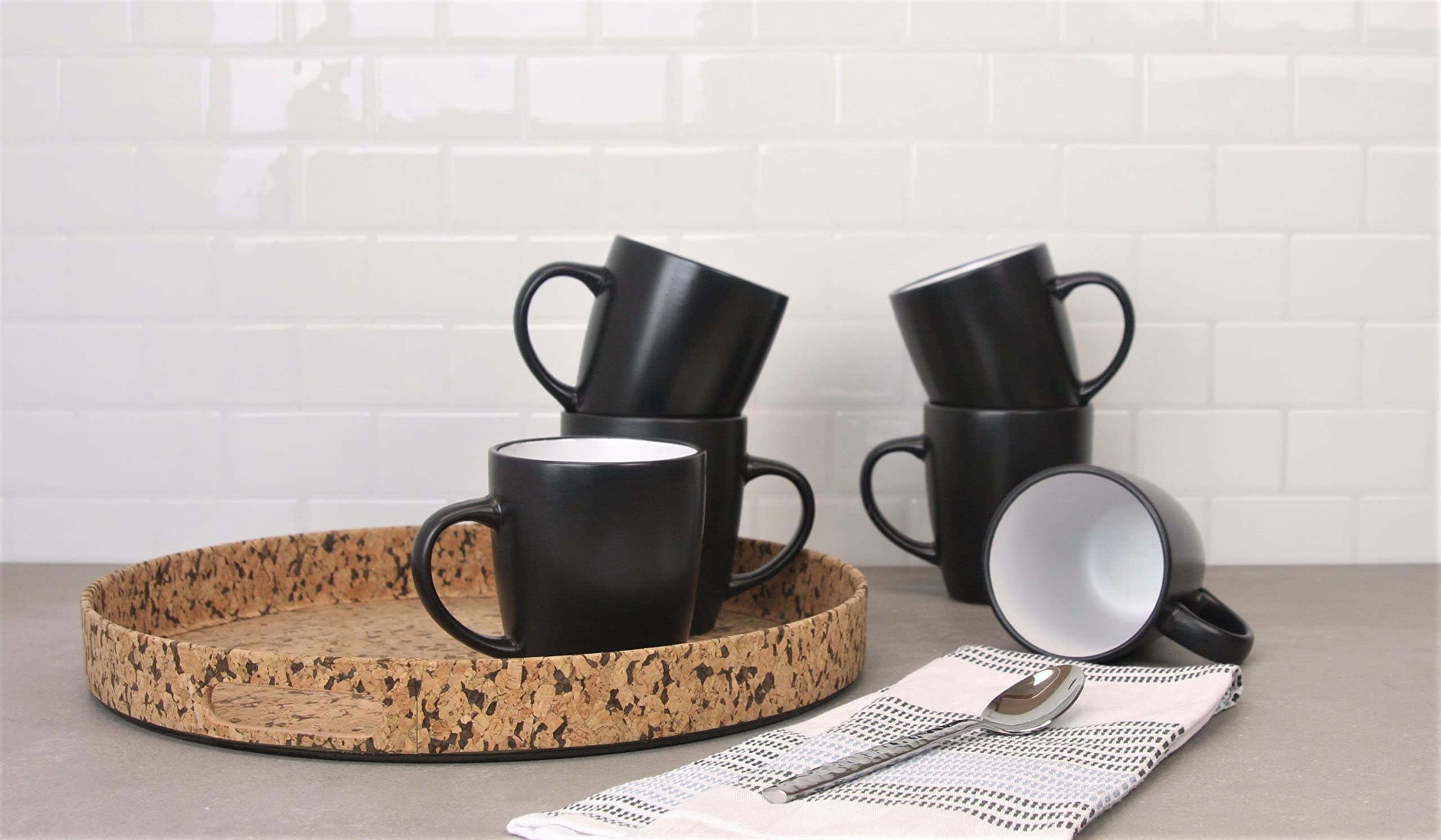 10 Strawberry Street Two Tone Coupe 12 Oz/3.5β Mug Set Of 6, Black/White