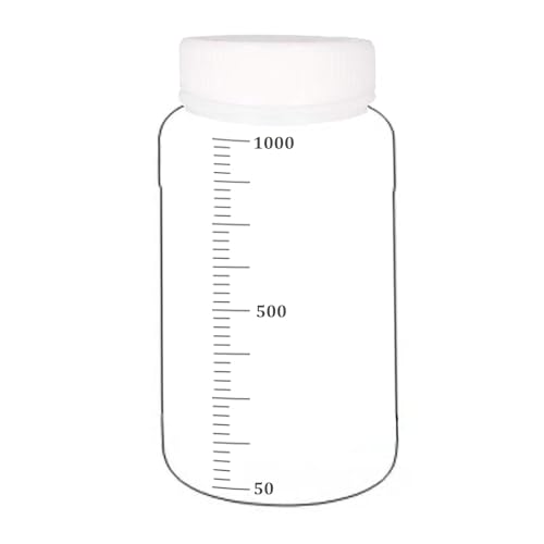 10Pcs 33.82oz/1000ml Plastic Bottles, Lab Cylindrical Chemical Reagent Bottle, Wide Mouth Laboratory Reagent Polyethylene Bottle Sample Sealing Liquid Storage Container for Food Store Translucent