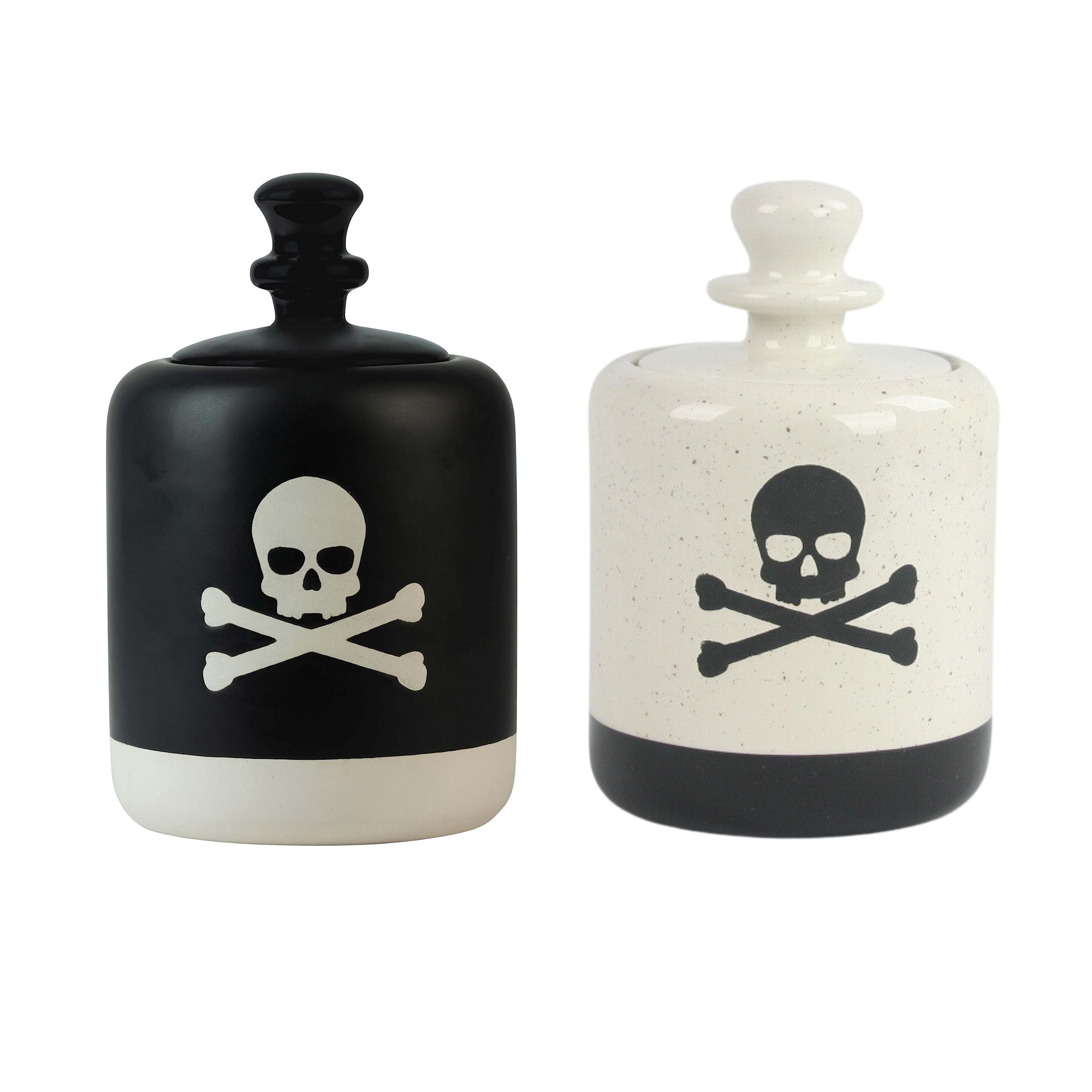 10 Strawberry Street Halloween Poison Bottle Ceramic Cookie Jar/Canister, Set of 2, Black/White