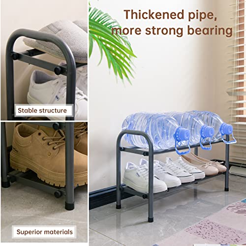 2-Tier Expandable Shoe Rack,Adjustable Shoe Shelf Storage Organizer Heavy Duty Metal Free Standing Shoe Rack for Entryway Closet Doorway (Gray)