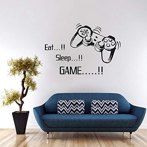 SITAKE Game Themed Wall Stikcers Decor, EAT Sleep Game Controller Gaming Quotes for Boys Men, Kids Wall Decor and Wall Stickers for Playroom, 20.9 x 33.9 Inch