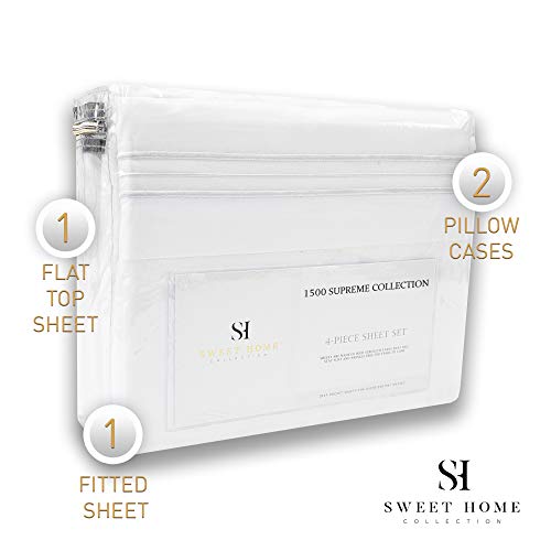 1500 Supreme Collection Sheet Sets White - Luxury Hotel Bed Sheets and Pillowcase Set for King Mattress - Extra Soft, Elastic Corner Straps, Deep Pocket, White