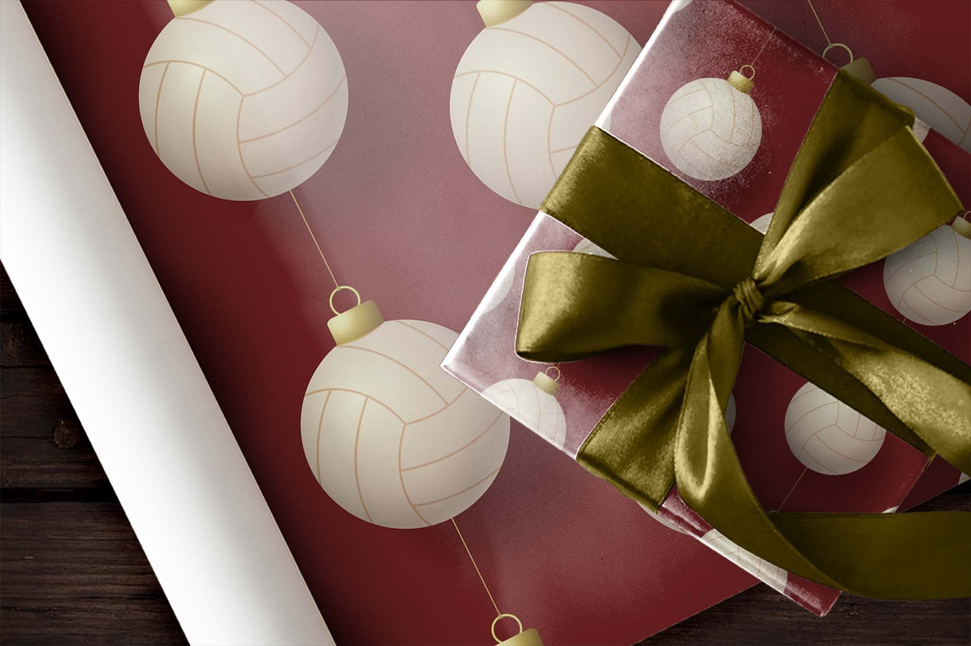 Cute Volleyball Gift Wrap Thick Wrapping Paper V-ball Christmas Ornament Holiday Party Decoration (6 foot x 30 inch roll)