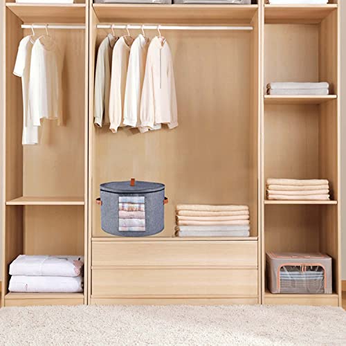 17x11 inch Hat Box for Women Men Storage Foldable Round Hat Box Organizer Case with Dustproof Lid for Travel Closet Toys Clothes (Grey), 17x11 inch(DxH)