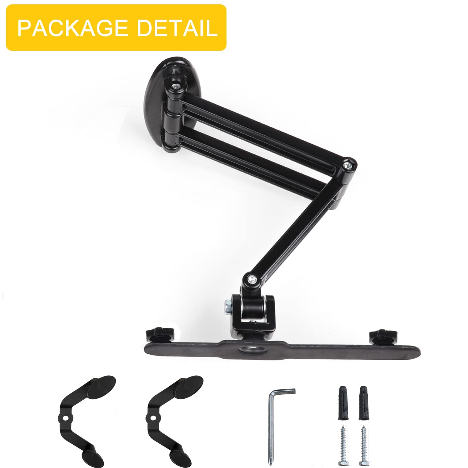 iTODOS Foldable Tablet Wall Mount Holder for 7 to 12.9 Inch Tablets,iPad, Galaxy Tabs,Fire,Slate, Articulating Arm Swivels Extension Rotation, Durable Aluminum Alloy(Black)