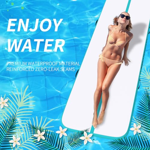 10/13ft inflatable Air Gymnastics Mat Training Mats 4 inches Thickness Gymnastics Tracks With Electric Pump for Cheerleading/Yoga/Beach/Home Use/Training (13.12*3.28*0.33ft, Blue)