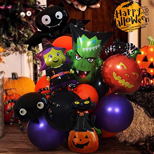 6 Pcs Large Halloween Foil Balloons Black Spider Cat Bat Pumpkin Skull Balloon Decoration Party Supplies