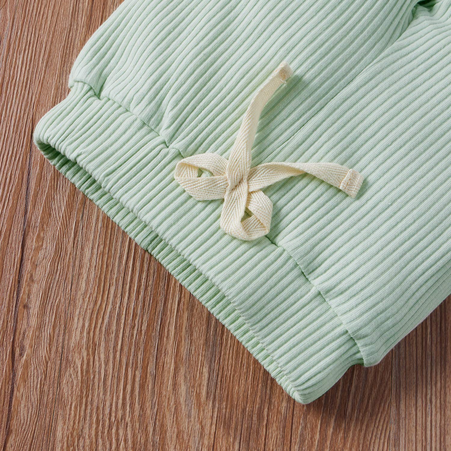 Meiweileya Newborn Baby Boy Girls Clothes Solid Ribbed Short Sleeve Romper Shorts Set Summer Outfits (Light Green, 0-3 Months)