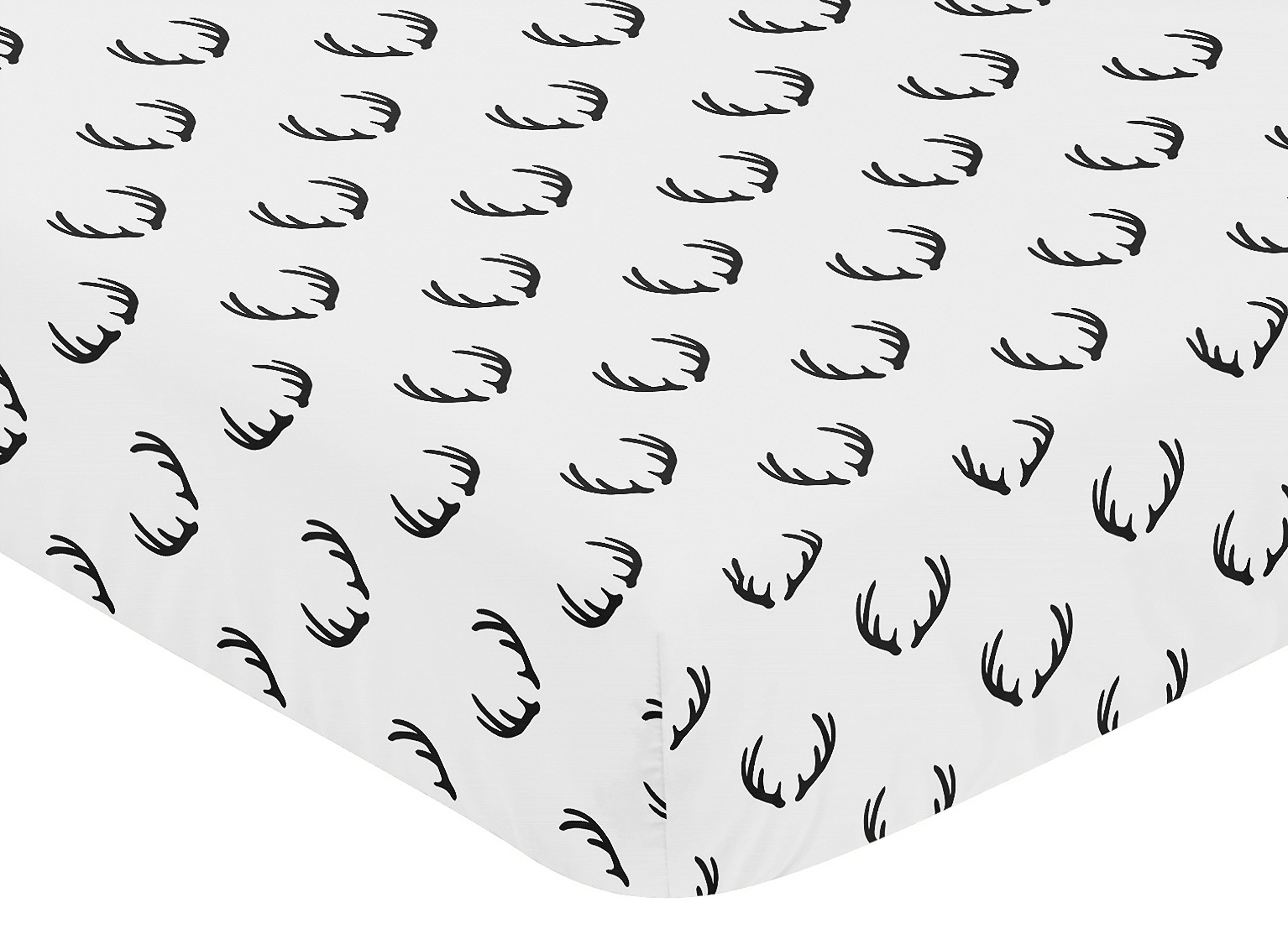 Sweet Jojo Designs Black and White Rustic Deer Baby or Toddler Fitted Crib Sheet for Woodland Camo Collection