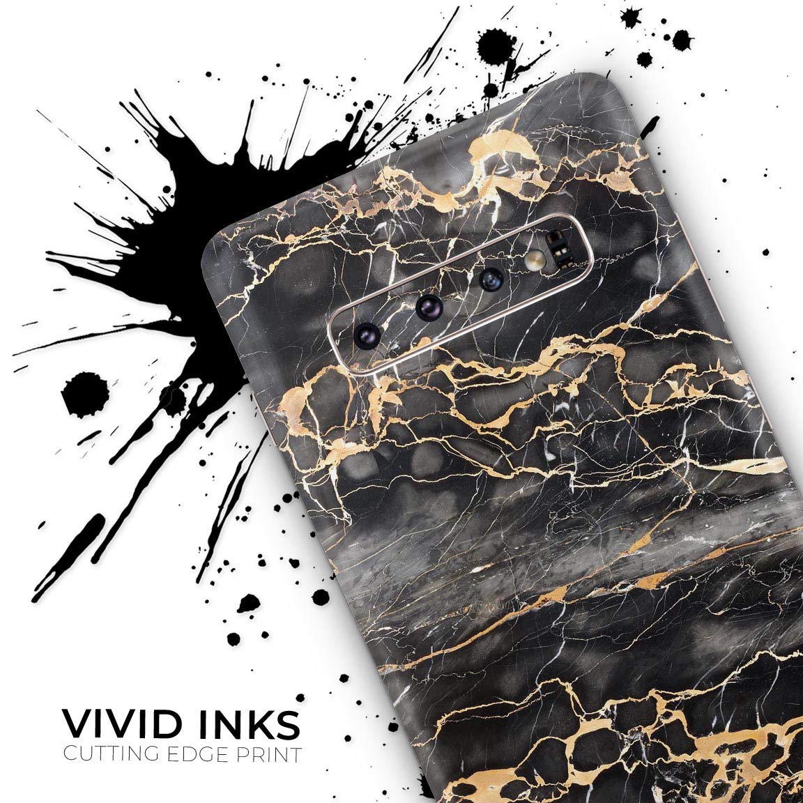 DesignSkinz Black and Gold Marble Surface Protective Vinyl Decal Wrap Skin Cover Compatible with The Samsung Galaxy S20 (Screen Trim & Back Glass Skin)