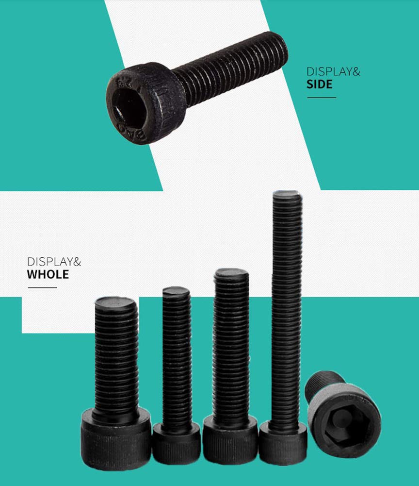 100Pcs M3x10 Alloy 12.9 Steel Hex Socket Pan Head Screws Bolt Cap Machine Screws Black