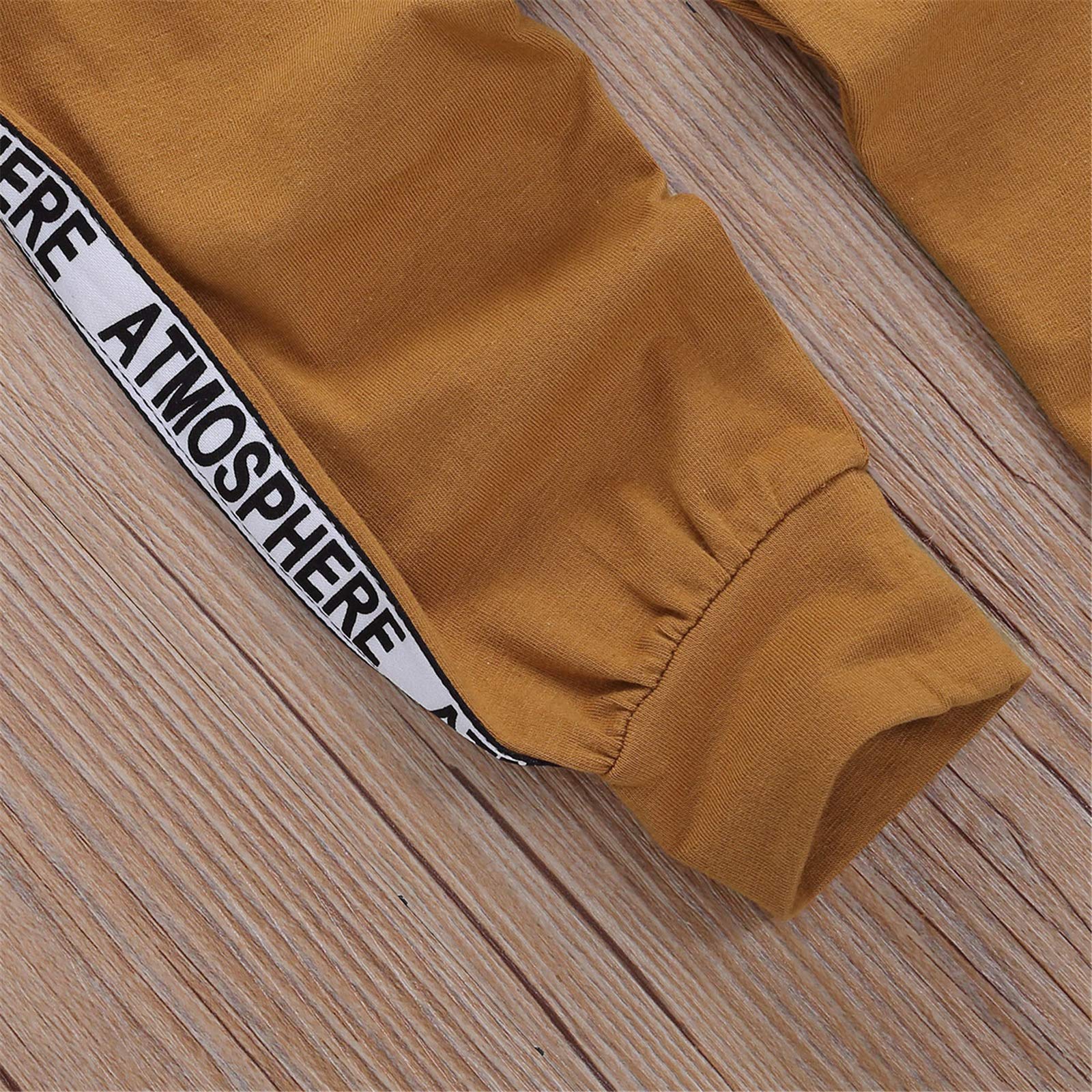 Arvbitana Unisex Toddler Baby Boy Girl Spring Fall Winter Clothes Long Sleeve T-Shirt Tops+Long Pants Two Piece Solid Outfit (D-Two Piece Khaki Brown, 3-4T)