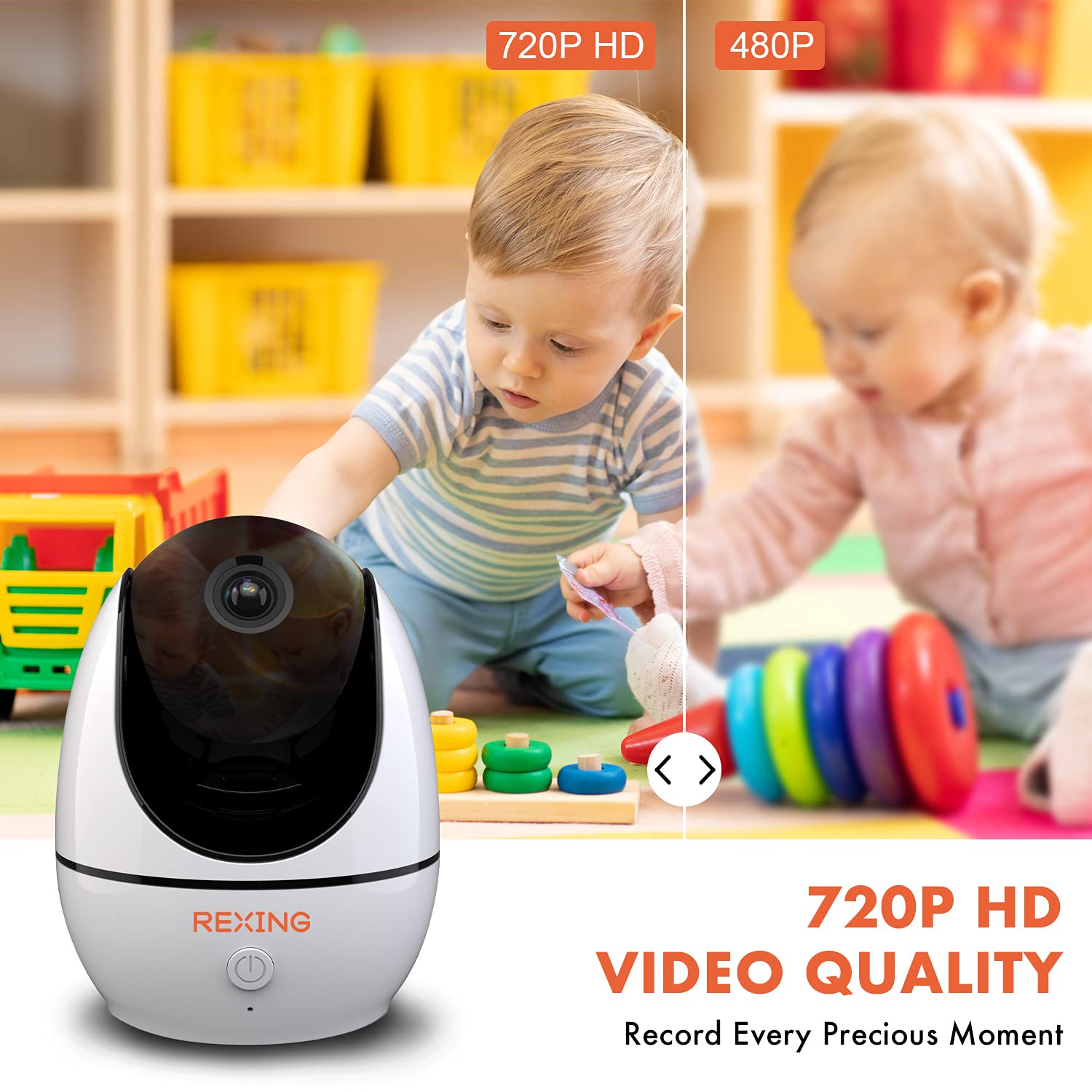 REXING BM1 Baby Monitor w/Recording Capabilities 4.5” IPS Display, 720p Video/Audio, Two-Way Talking, Microphone/Speaker, 1000ft Range, Night Vision,Thermal Monitor, Cry/Sound Detection,Lullaby Music