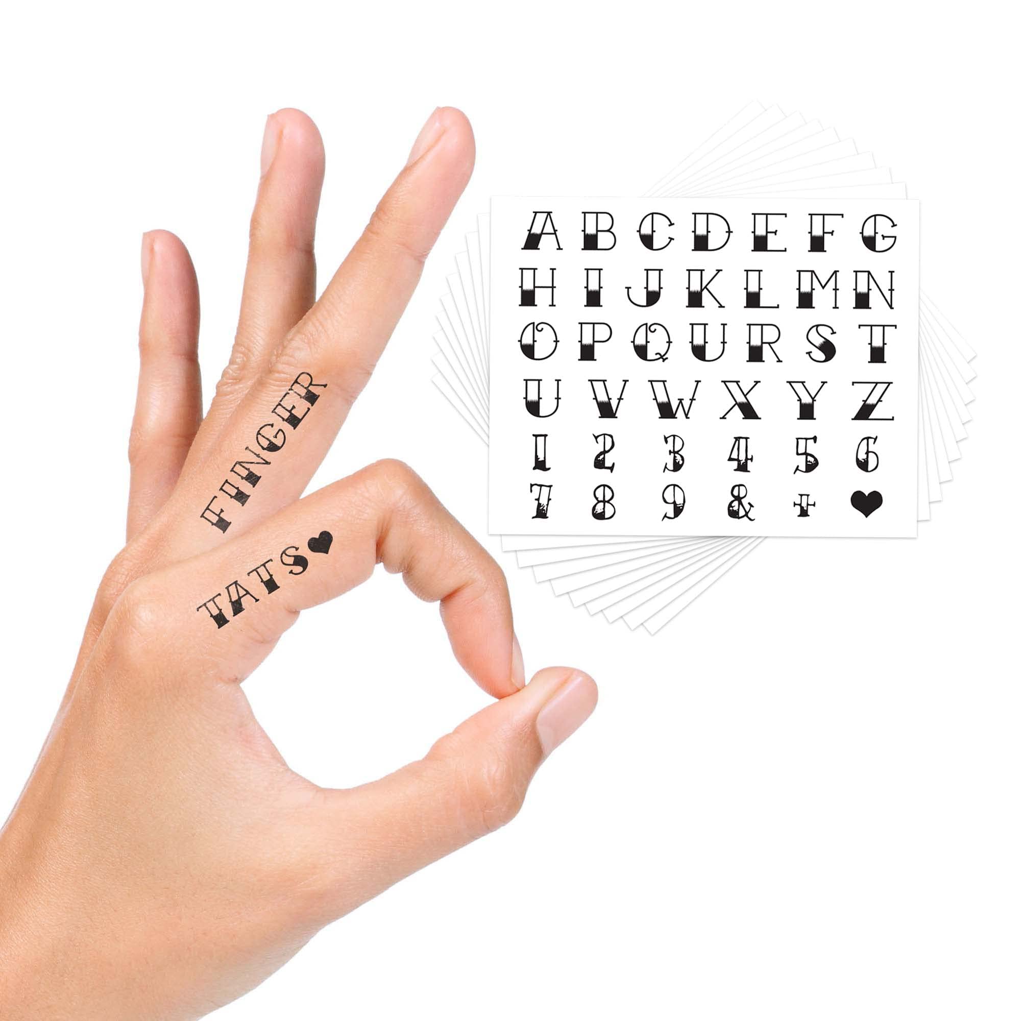 FashionTats Finger Tats Temporary Tattoo Letters (10 Pack) | Skin Safe | MADE IN THE USA | Removable