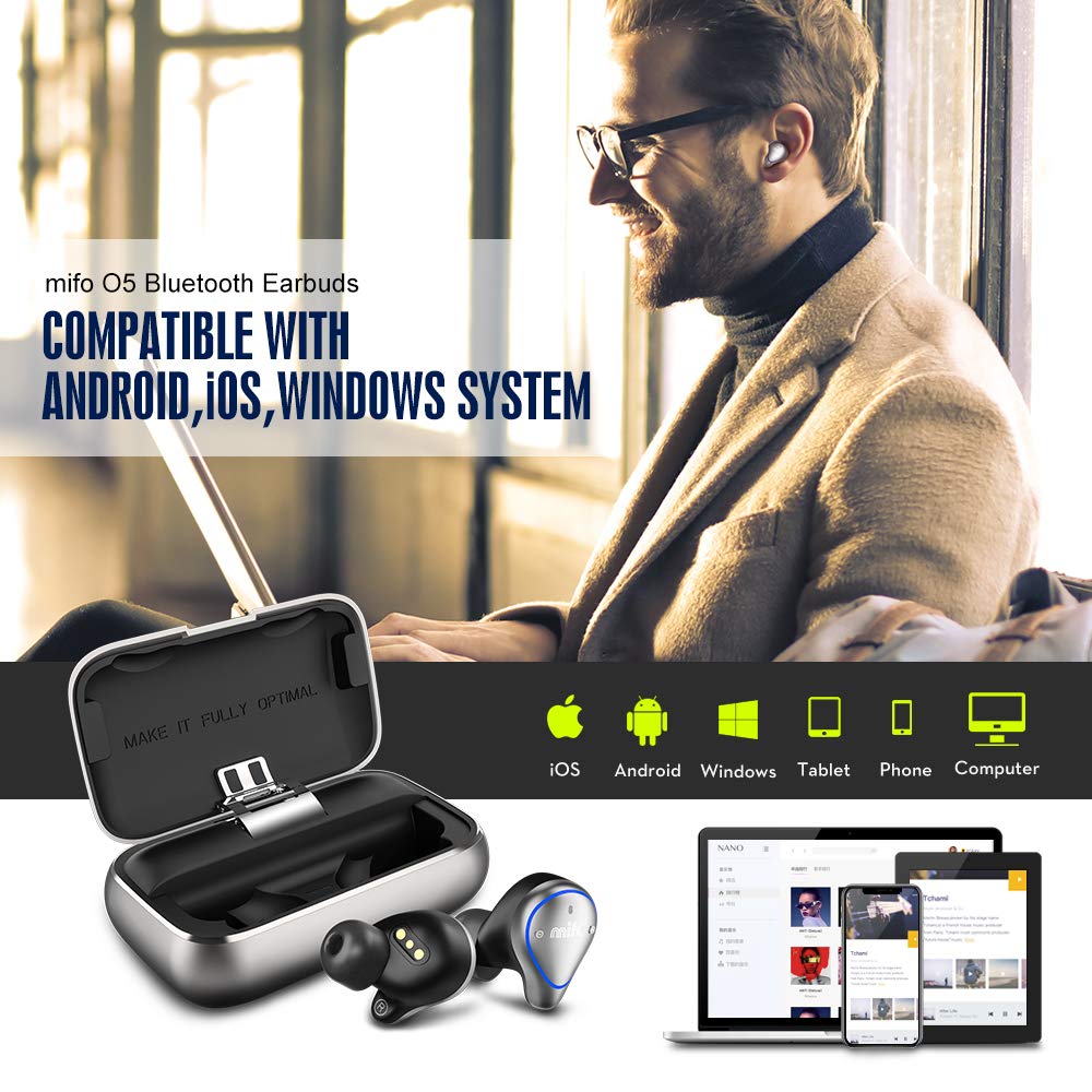 True TWS Stereo Wireless Earbuds 05 Plus by MIFO,APT-X Bluetooth 5.0 Wireless Sport Headphones with 2600mAh Charging Case,CVC6.0 Deep Bass Wireless Earphones Bulit-in Mic Headset, One-Step Pairing