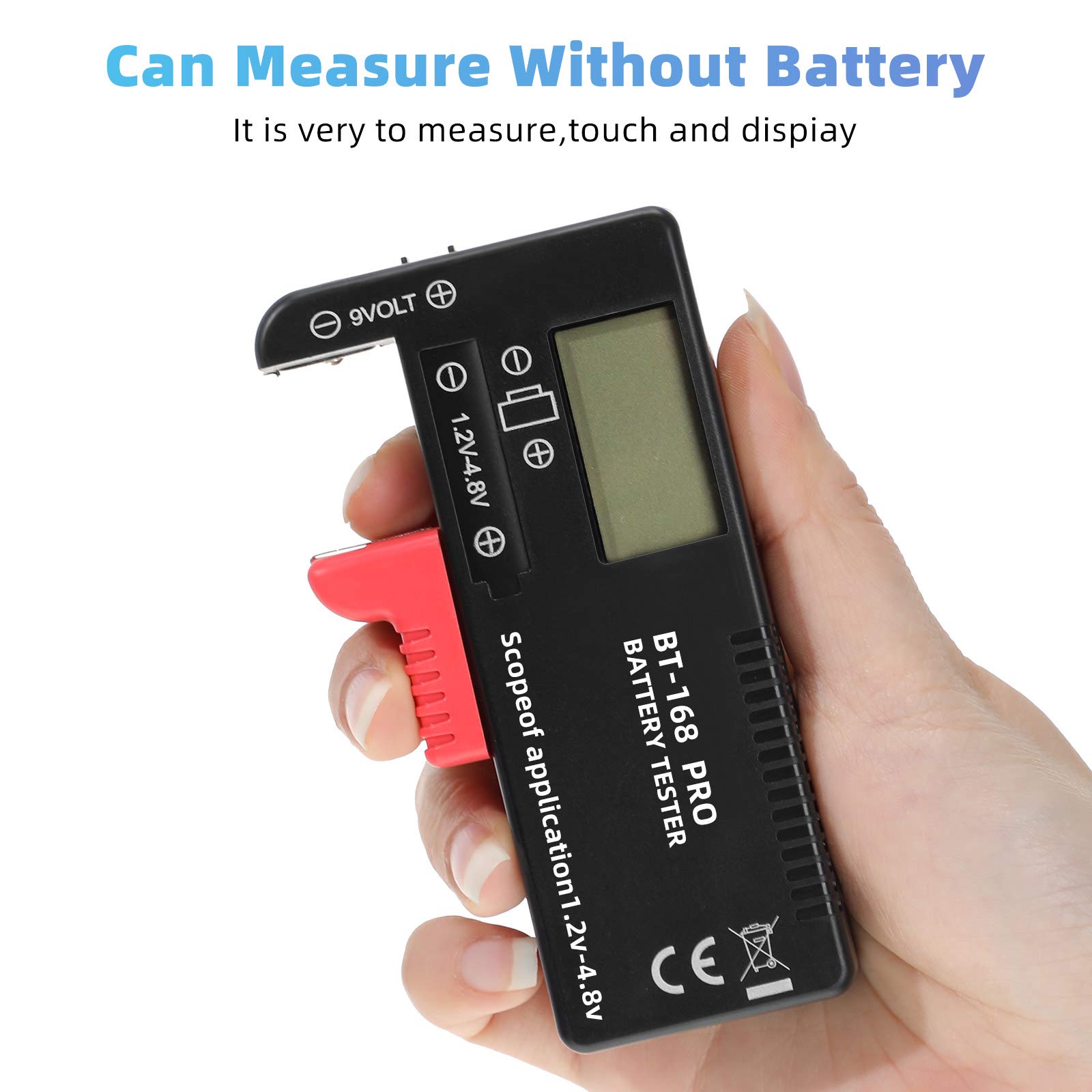 2 Pieces Digital LCD Universal Battery Tester (Model: Bt - 168 PRO), Portable Battery Checker Battery Tester for AA AAA C D 9V 3.7V 1.5V Button Cell