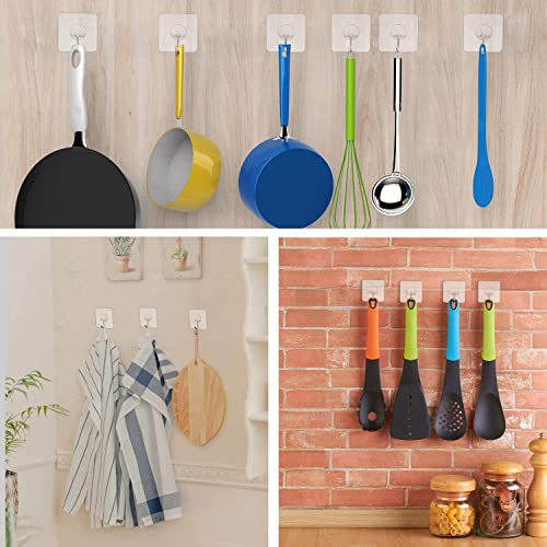 30 Packs Adhesive Wall Hooks Strong 11 lbs/ 5 kg Seamless Clear Transparent Hooks for Towel Loofah Bathrobe Coats Hanger Clearly Waterproof Hooks