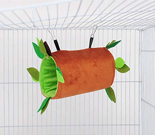 5pcs Hamster Hammock Small Animals Hanging Warm Bed House Cage Nest Accessories Forest Pattern Cage Toy Leaf Hanging Tunnel and Swing for Sugar Glider Squirrel Hamster Playing Sleeping