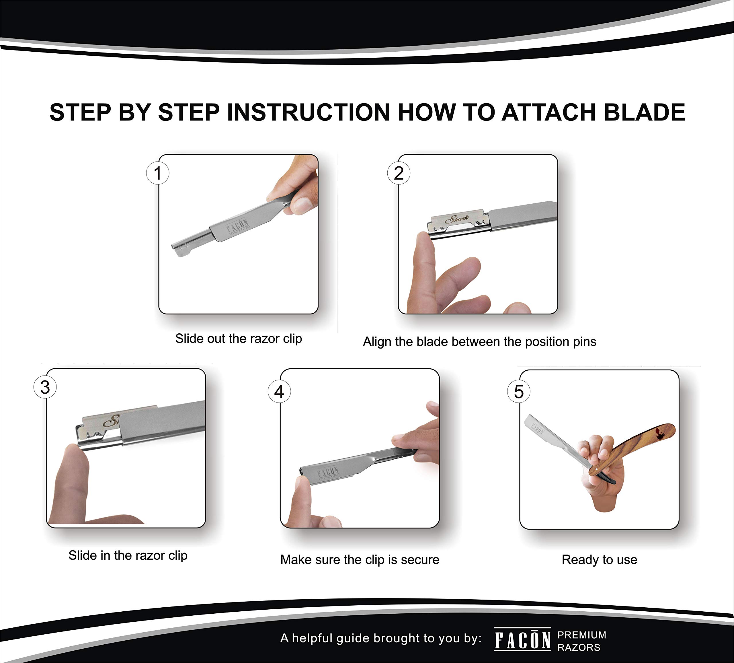 100 BLADES + Facón Professional Wooden Straight Edge Barber Razor - Salon Quality Cut Throat Shavette