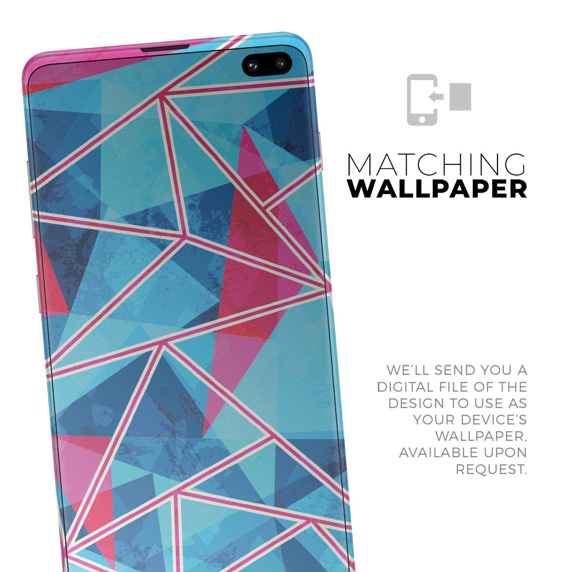 DesignSkinz Vivid Blue and Pink Sharp Shapes Protective Vinyl Decal Wrap Skin Cover Compatible with The Samsung Galaxy S20 (Screen Trim & Back Glass Skin)