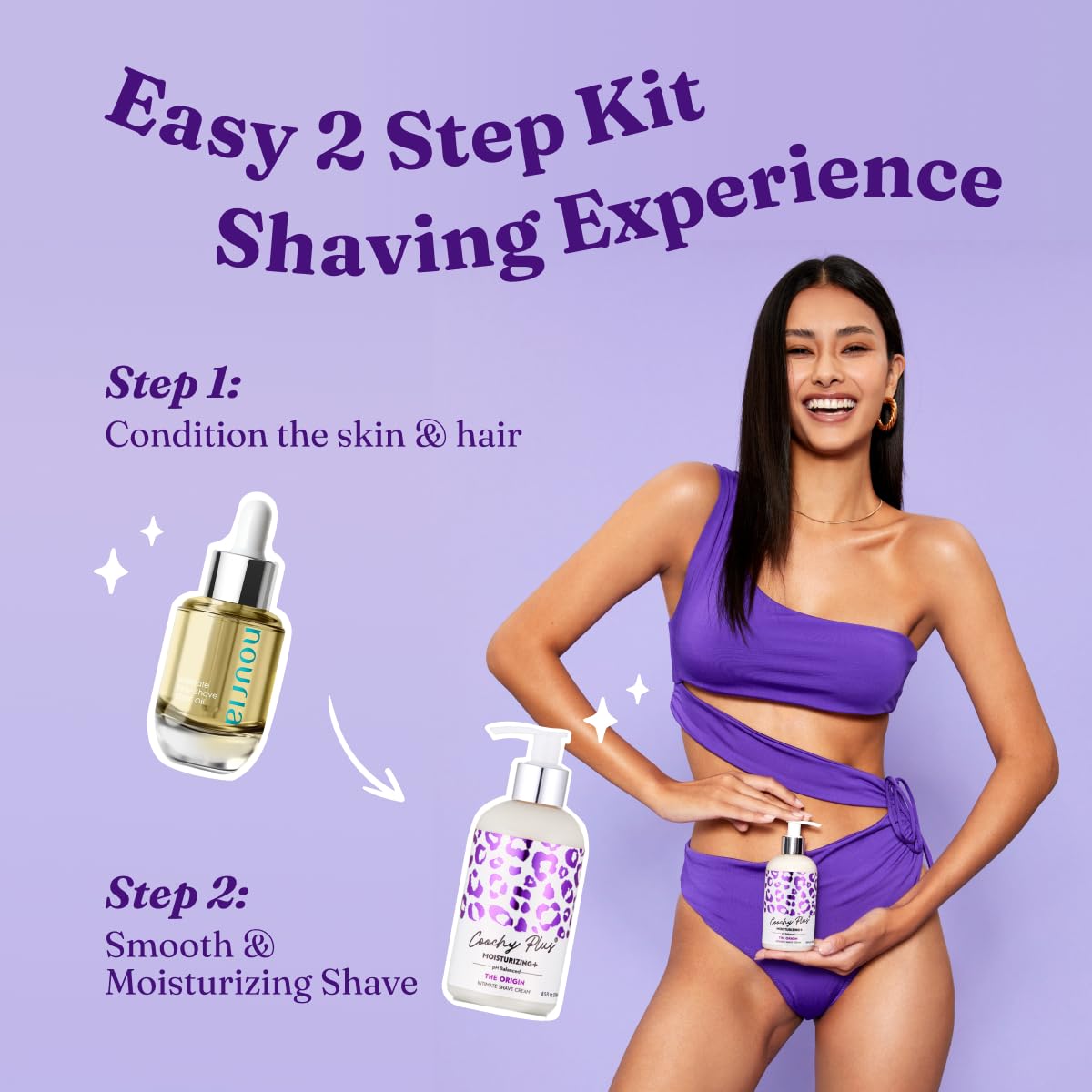 Coochy Plus Intimate Shave Cream + Pre-Shave Elixir Moisturizer Oil Kit β HydroLock & MOISTURIZING PLUS Continuous Hydration Reliefs Razor Burn Bump Ingrown Hair