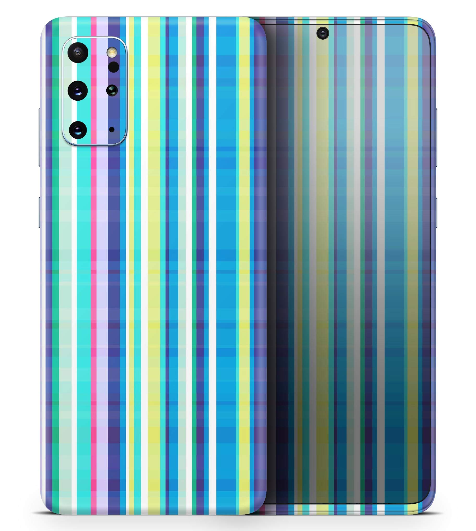 DesignSkinz Colorful Highlighted Vertical Stripes Protective Vinyl Decal Wrap Skin Cover Compatible with The Samsung Galaxy S20 (Screen Trim & Back Glass Skin)