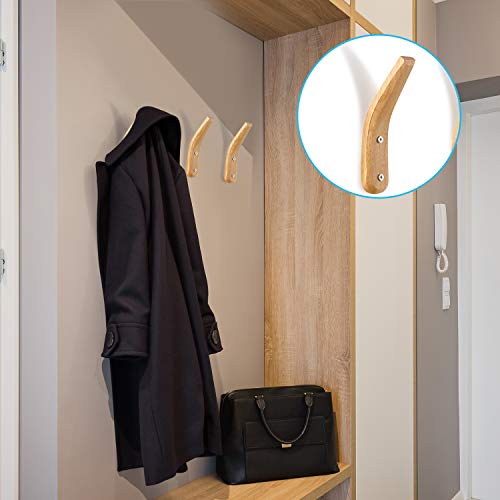 6 Pieces Wooden Coat Rack Hooks Wall Mounted Hat Rack Organizers Rustic Towel Hangers for Hanging Coats Hats Bags Towels