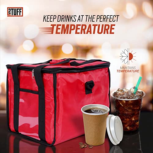 2TUFF Insulated Drink Carrier for Delivery - Reusable Drink Caddy with Handle and Shoulder Strap for Food Delivery and Takeout, Portable Cup Carrier Bag - Coffee Caddy Keeps Up To 9 Hot or Cold Drinks