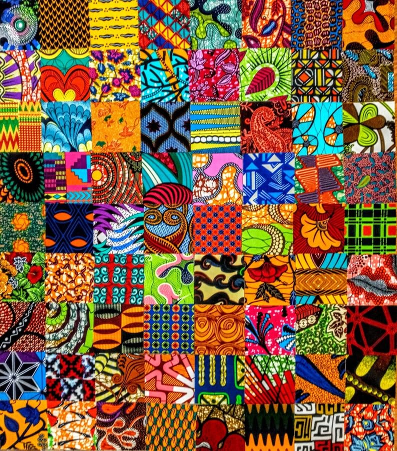 100 Pieces African Print Fabric Squares, No Repeat, Quilting Fabrics, African Wax Fabric, Ankara Fat Quarters for DIY Sewing Handmade Accessories (10x 10 inch) (100)