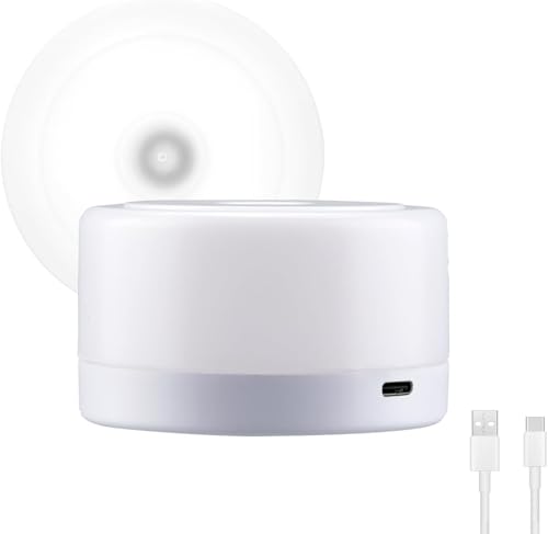 S SELDORAUK Touch Night Lights for Kids with Dimming Function, Rechargeable Baby Nursery Night Light, Dimmable Bedside Lamp for Breastfeeding and Sleep (White, 2Pack)