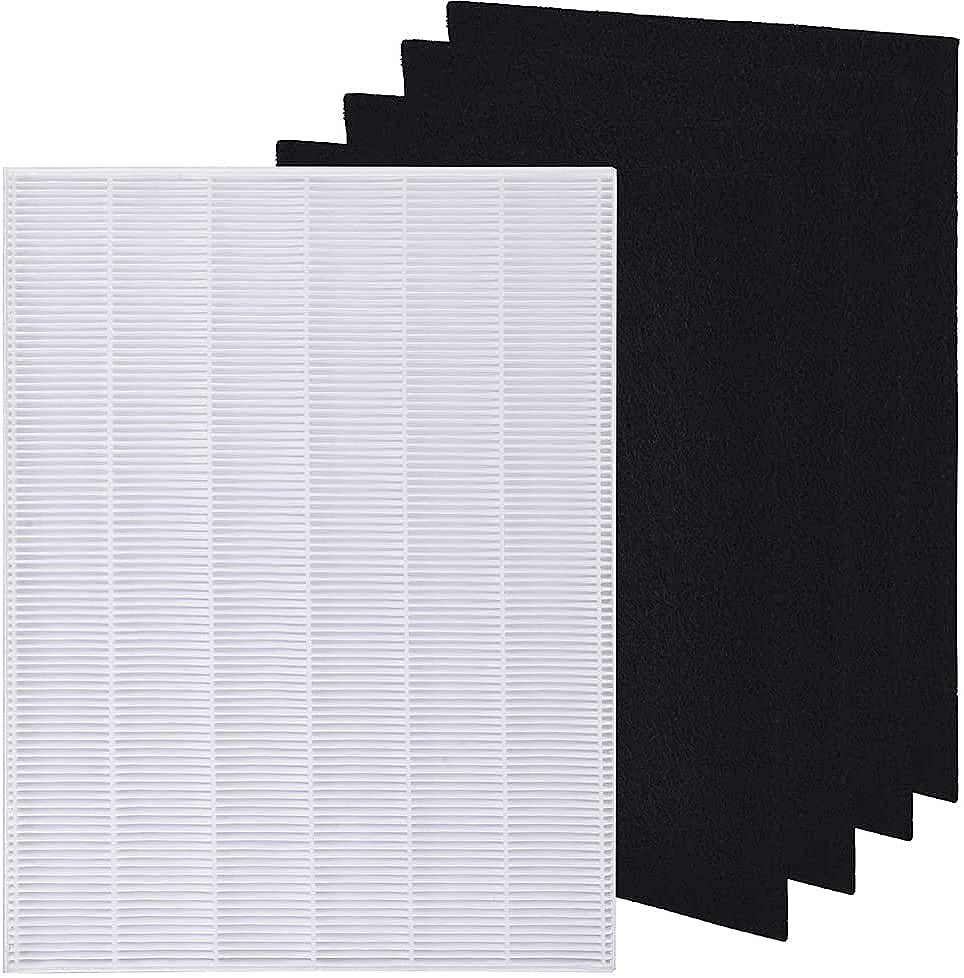 115115 Filter, Replacement Filters A 115115 Size 21 Compatible with Winix PlasmaWave air Purifier 5300 6300 5300-2 6300-2 P300 C535 AM90 1 True HEPA Filter and 4 Active Cotton Filters (White+Black)