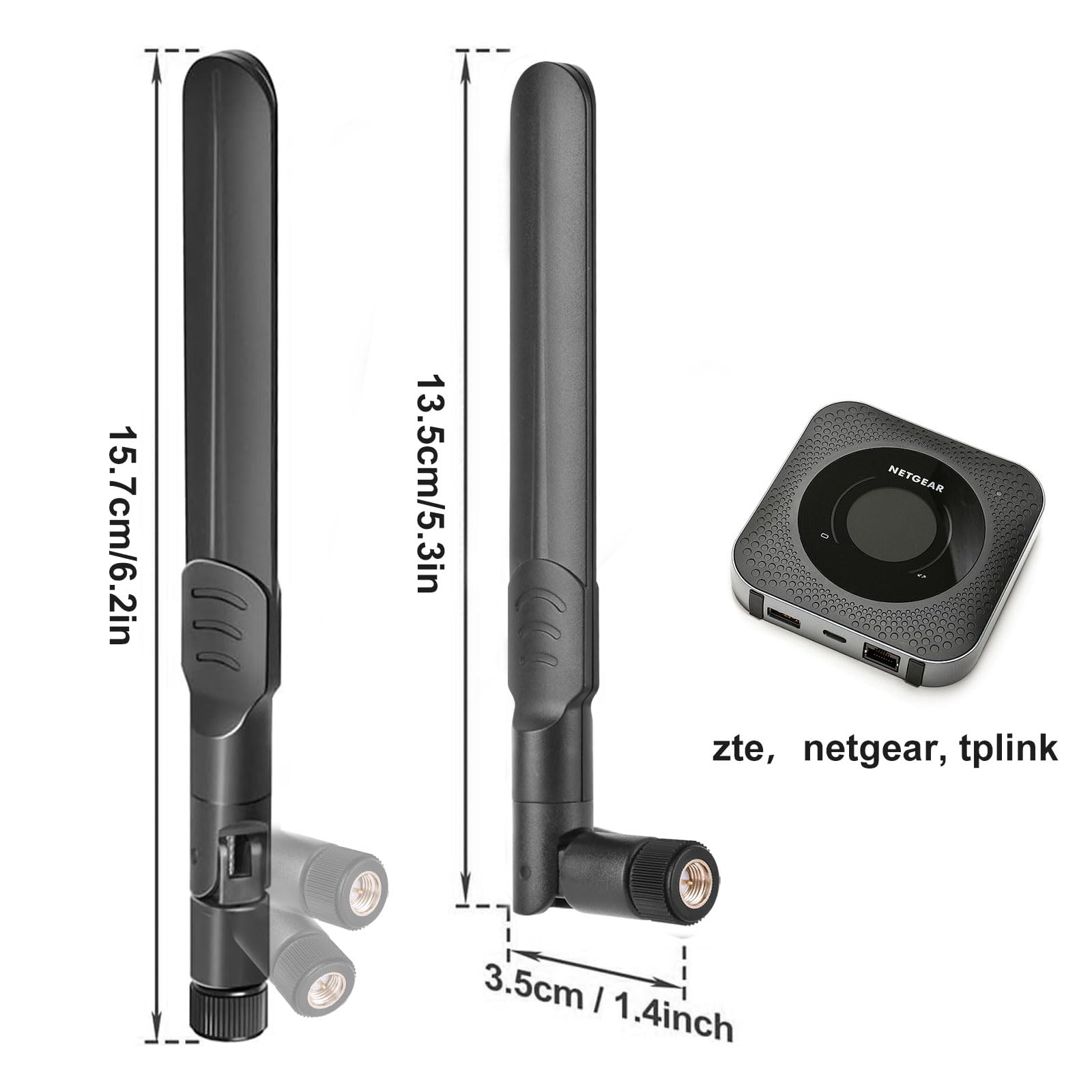 10dBi SMA 4G LTE Antenna, Network Antenna Cellular Antenna with SMA Male Connector, WiFi Aerial Router Antenna for Modem CPE Router Hotspot Wireless Network Card Outdoor Security Camera-2 Packs